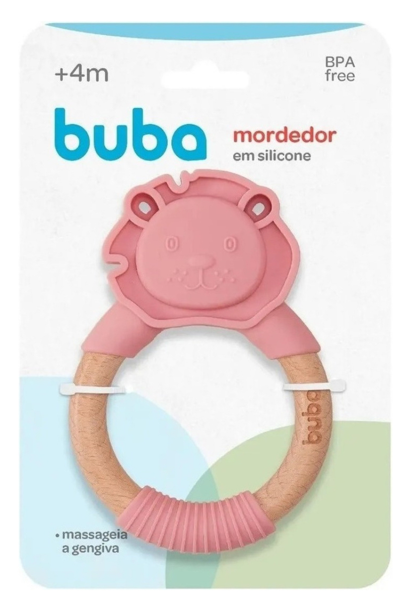 Mordedor em silicone Leão rosa BUBA - Lala Kids Importados